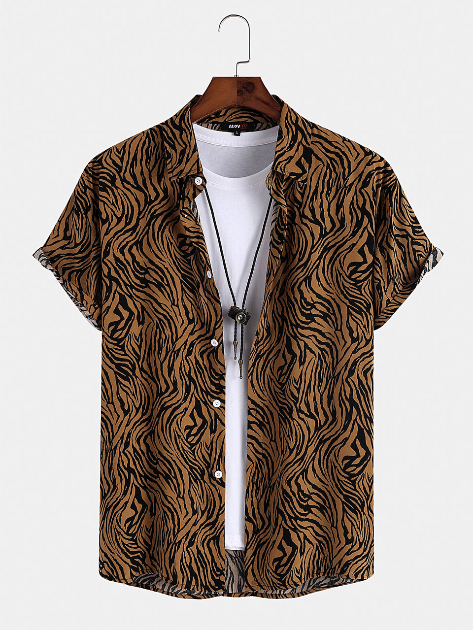 Mens Zebra Print Short Sleeve Button Up Shirt – Alovha