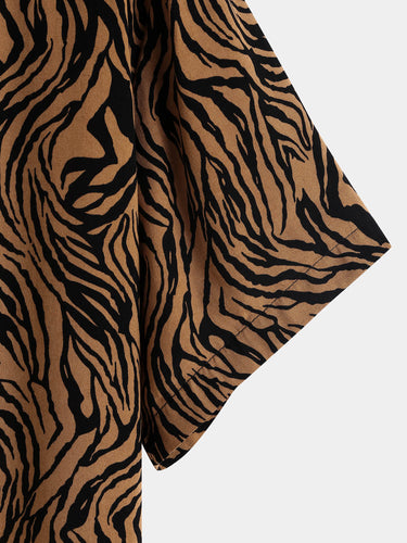 Mens Zebra Print Short Sleeve Button Up Shirt – Alovha