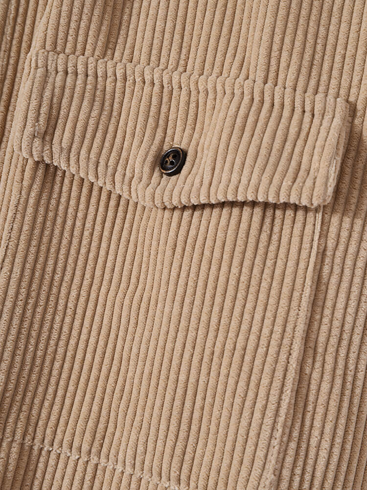 Mens Corduroy Patchwork Long Sleeve Button Up Overshirt – Alovha